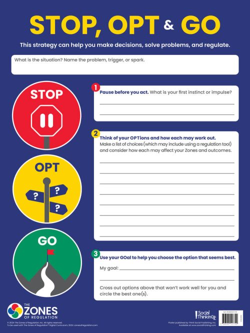 Zones STOP, OPT & GO poster (dry-erase) | Social Mind